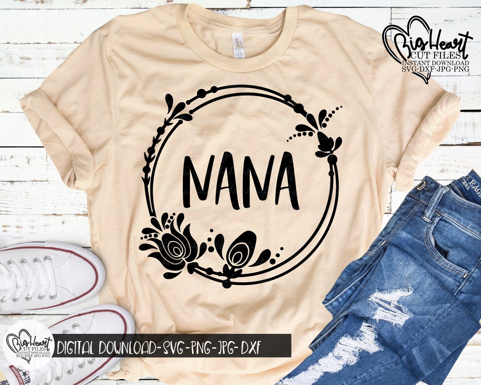Nana Svg Png Jpg Dxf Nana Floral Wreath Svg Nana Cut - Etsy