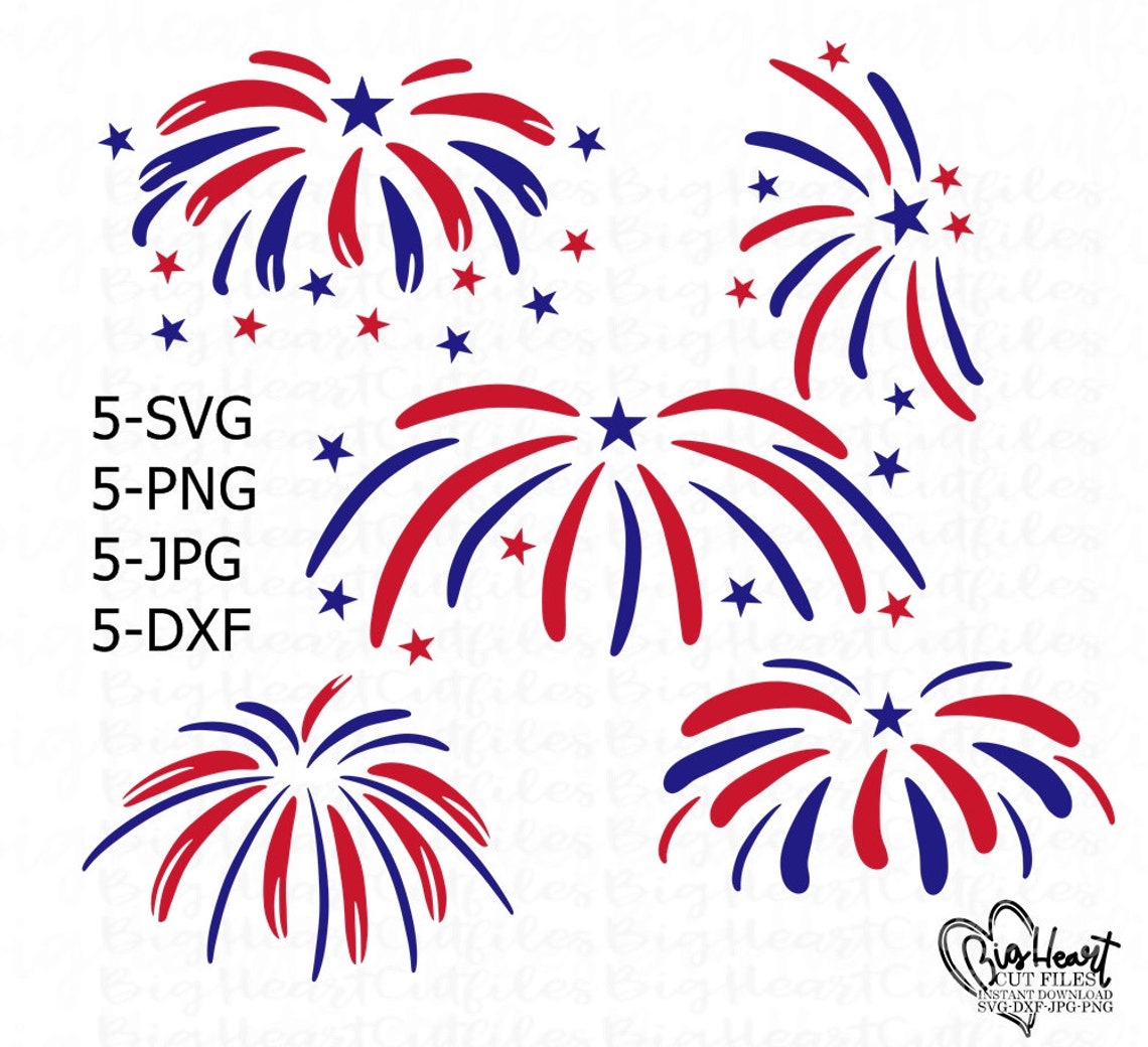 Fireworks Svg Png Jpg Dxf Fireworks Bundle 4th of July | Etsy