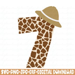 7th Birthday Svg, Png, Jpg, Dxf, Safari Giraffe Birthday Cut File - Etsy