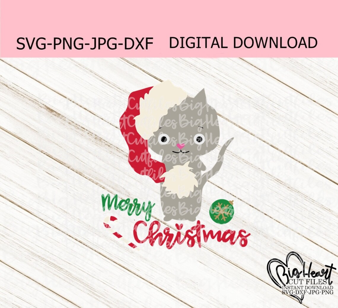 Santa Cat Kitty Svg Png Jpg Dxf Christmas Cat Svg Merry | Etsy