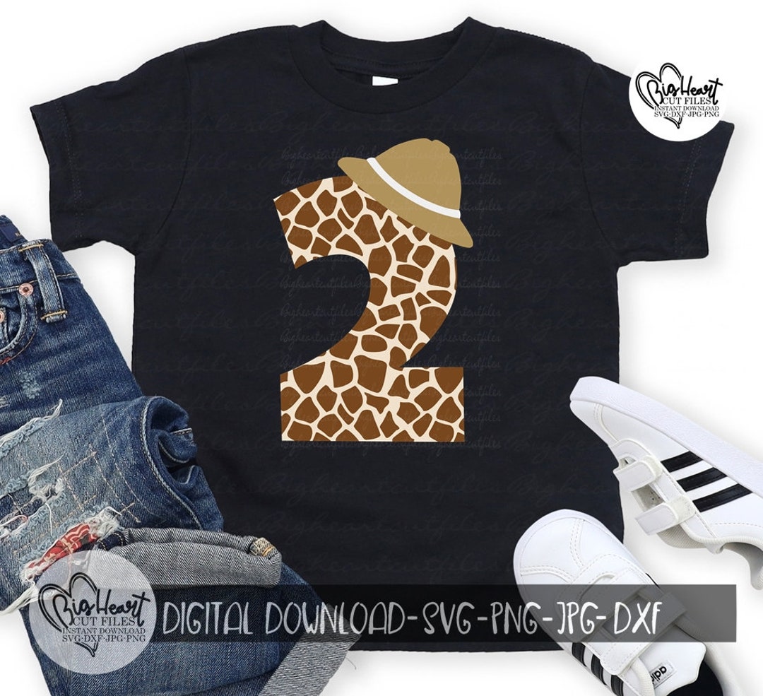 Giraffe Number 2 Svg, Png, Jpg, Dxf, Safari Jungle 2nd Birthday Svg ...