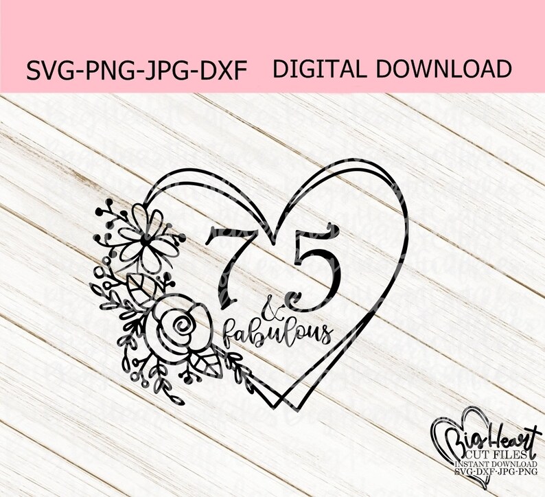 75 and Fabulous Svg Png Jpg dxf 75th Birthday Svg - Etsy
