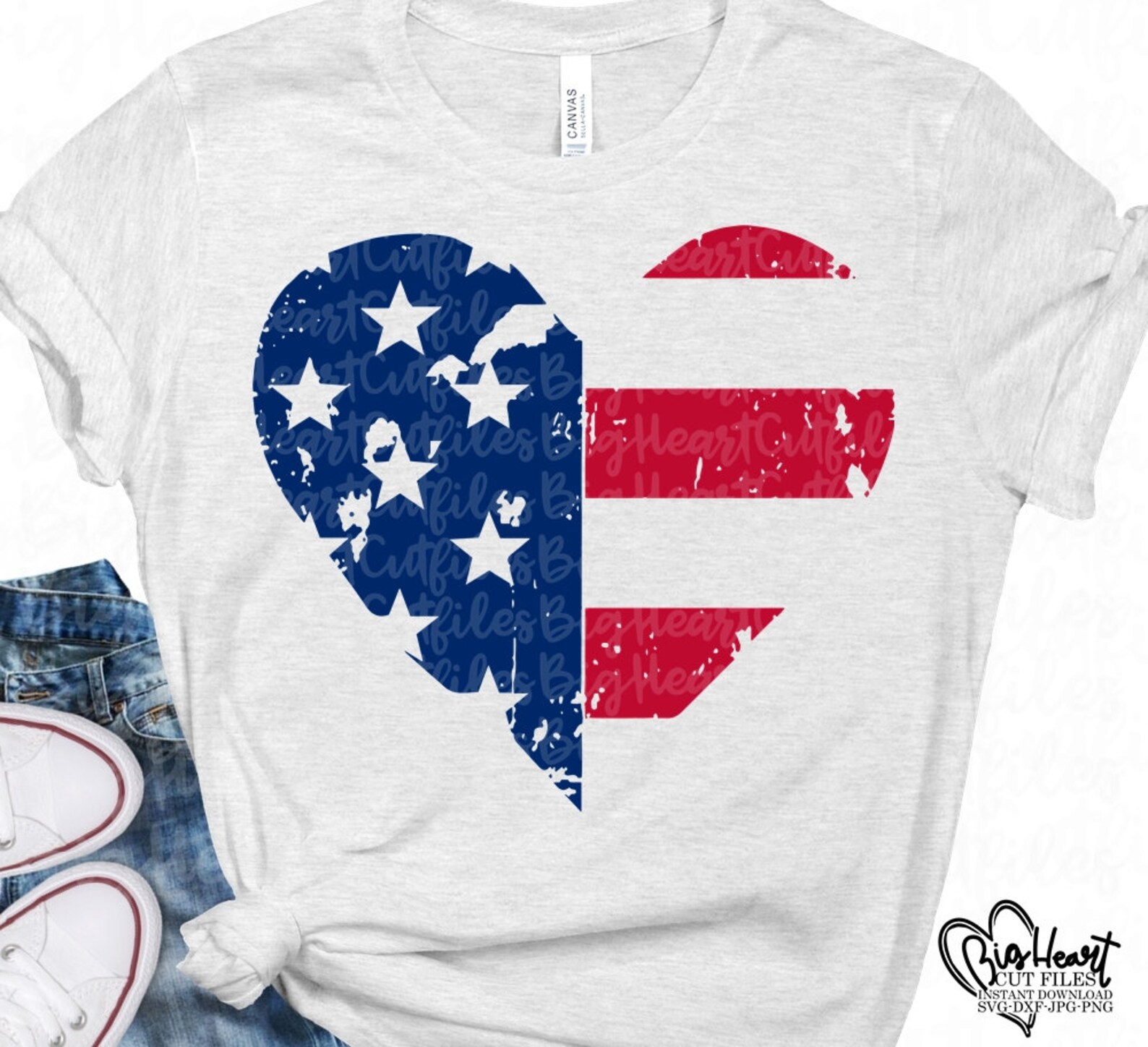 Distressed American Flag Heart Svg Png Jpg Dxf 4th of July | Etsy