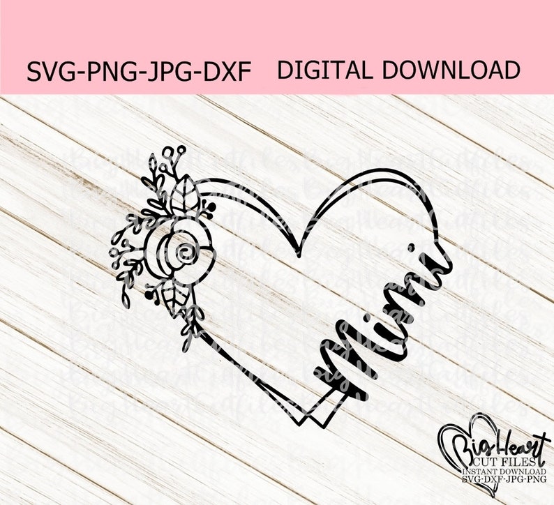 Mimi Heart Svg Png Jpg Dxf Mother's Day Svg Mimi Svg | Etsy