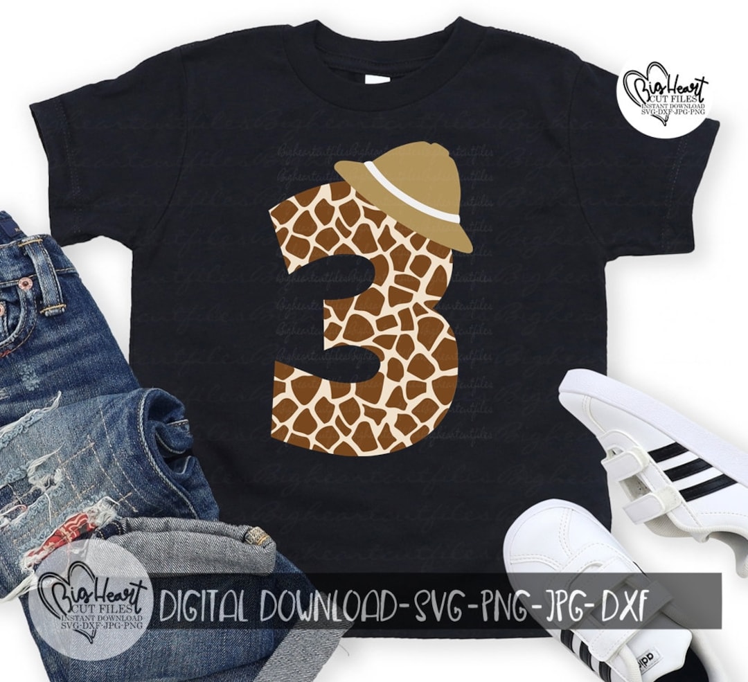 Giraffe Number 3 Svg Png Jpg Dxf Safari Jungle 3rd - Etsy