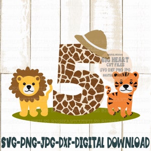 5th Birthday Svg Png Jpg Dxf Fifth Birthday Lion Tiger Boy Birthday Svg ...