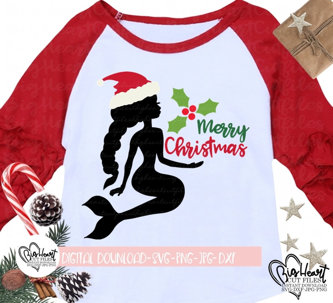 Christmas Mermaid Svg, Png, Jpg, Dxf, Merry Christmas Svg, Santa ...
