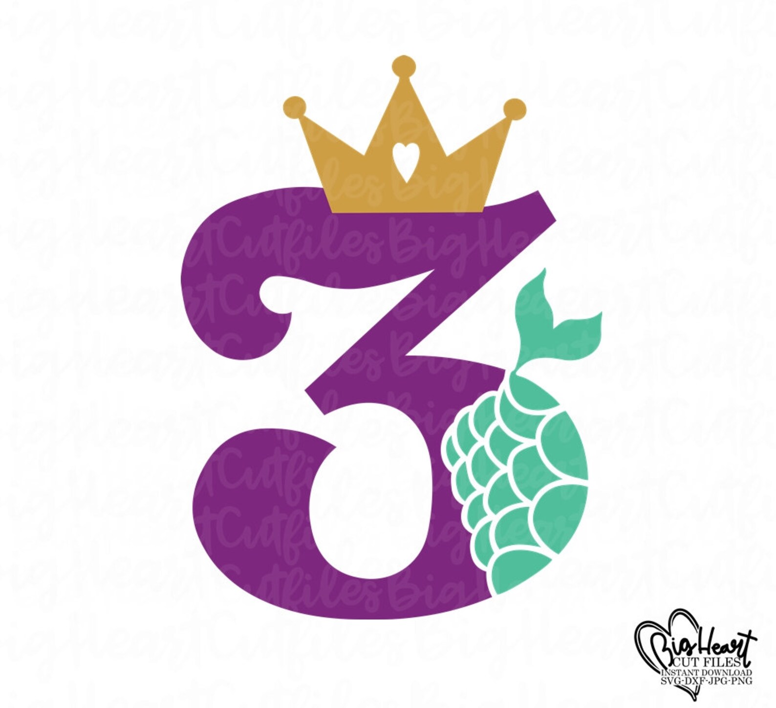 Mermaid 3rd Birthday Girl Svgpngjpgdxfmermaid Svgthird - Etsy