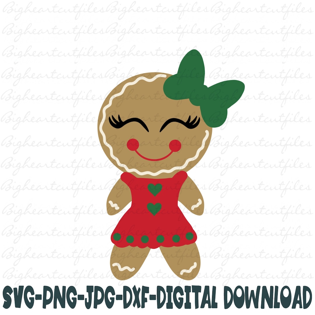 Gingerbread Svg, Png, Jpg, Dxf, Gingerbread Girl Svg, Gingerbread Bow ...