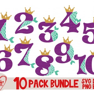 Birthday Svg Bundle, Birthday Numbers Svg, Png, Eps Dxf, Mermaid ...
