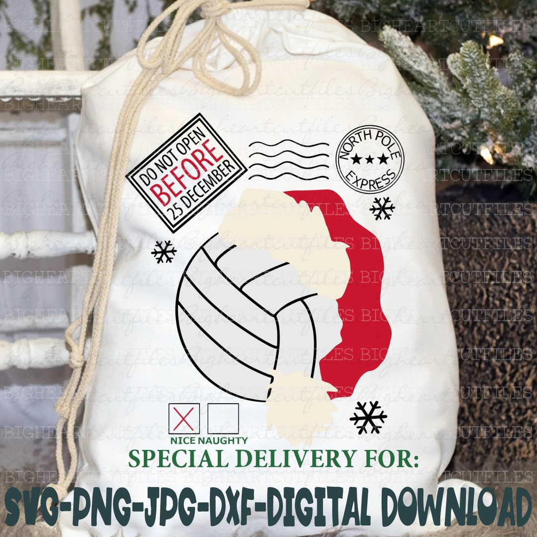 Volleyball Santa Sack Svg Png Jpg Dxf Christmas Volleyball Svg Design ...