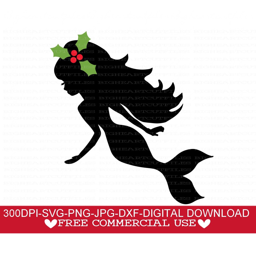 Christmas Mermaid Svg, Png, Jpg, Dxf Digital Download - Etsy