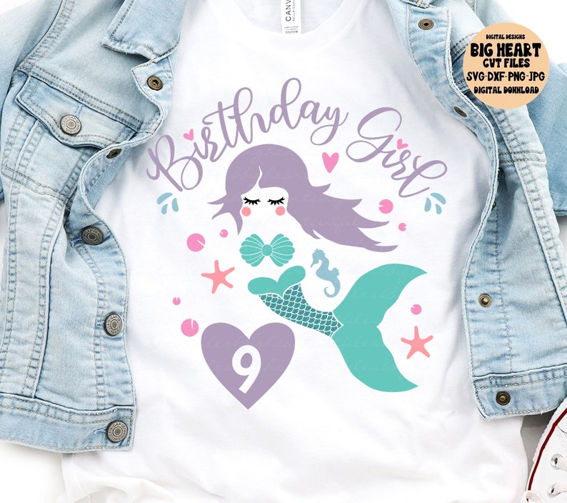 Mermaid 9th Birthday Girl Svg Png Jpg Dxf Birthday Mermaid - Etsy