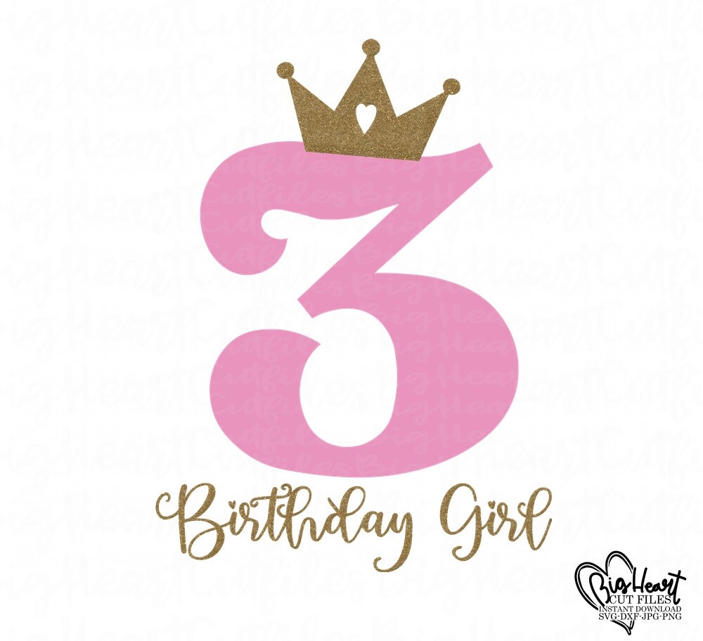 3rd Birthday Girl Svgpngjpgdxf Third Birthday Svg - Etsy Canada