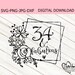 34 and Fabulous Svg, Png, Jpg ,dxf, 34th Birthday Svg, Birhtday Svg, 34 ...