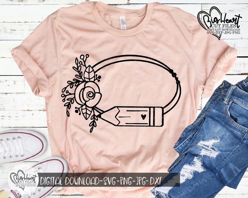 Teacher Monogram Frame Svg Png Jpg Dxf Teacher Cut File | Etsy