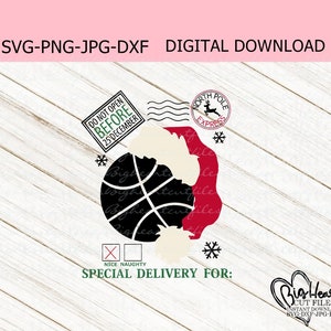 Basketball Santa Sack Svg, Png, Jpg, Dxf, Christmas Basketball Svg ...