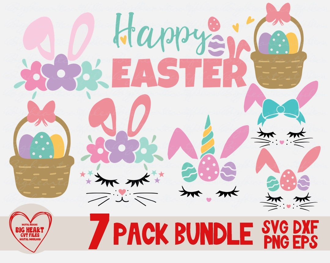 Easter Bunny Bundle Svg Png Dxf Eps, Easter Bundle Svg Silhouette ...