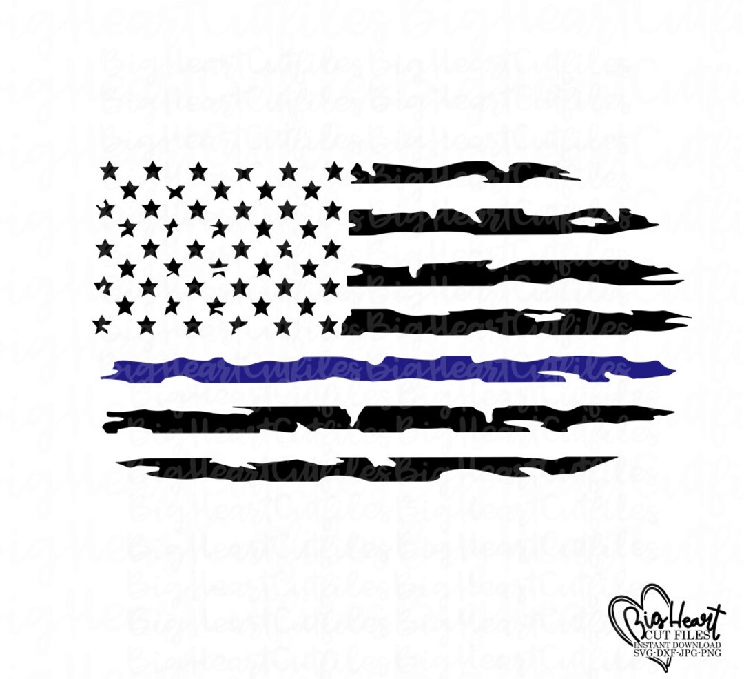 Distressed Police Flag Svg,png,jpg,dxf,instant Download Thin Blue Line ...