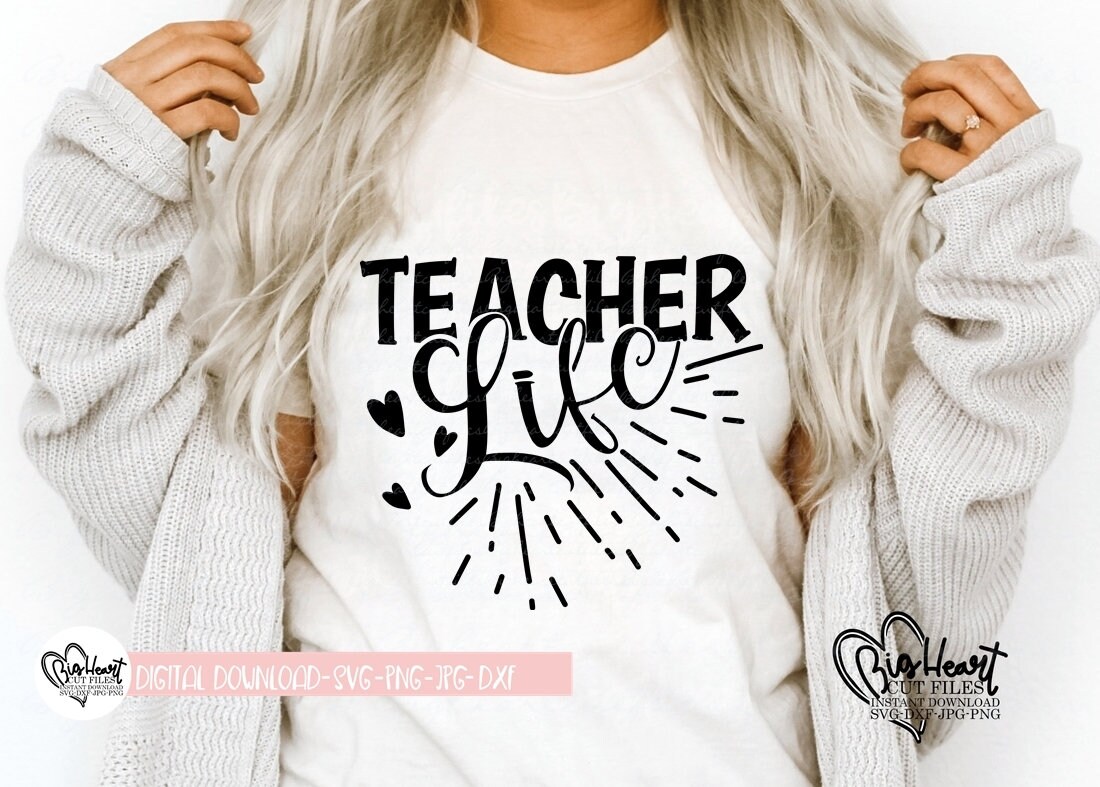 Teacher Life Svg Png Jpg Dxf Teacher Life Cut File Back | Etsy