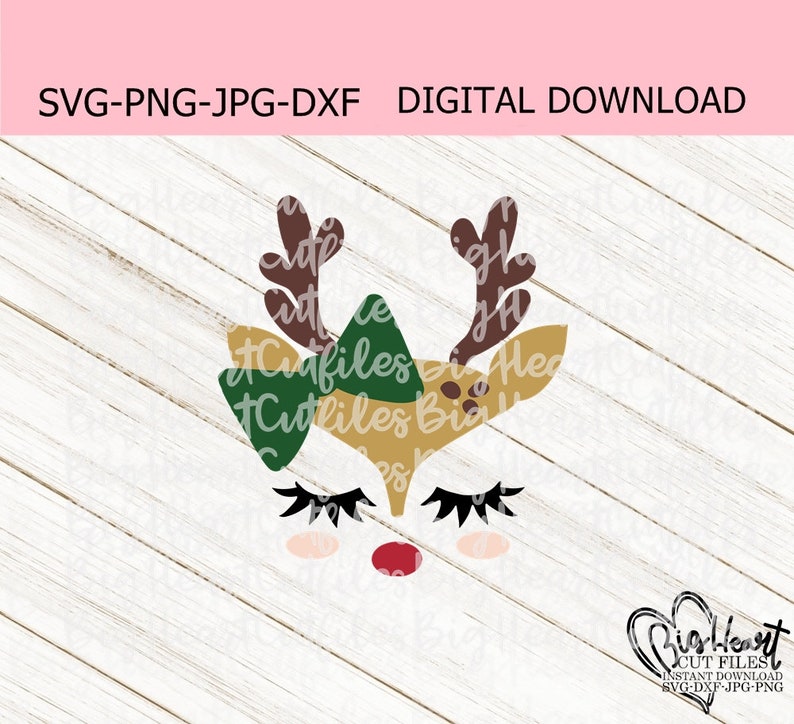 Girl Reindeer Face Svg Png Jpg Dxf Christmas Reindeer Svg | Etsy