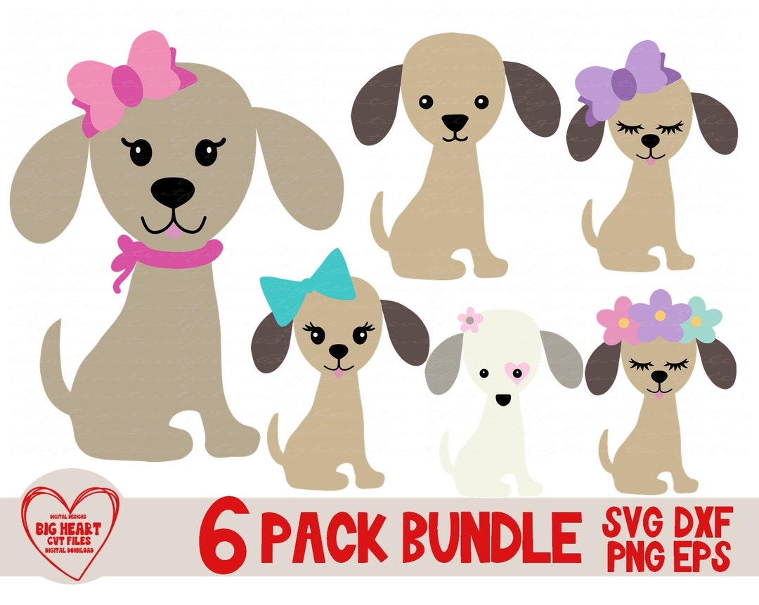 Dog Svg Bundle Puppy Clipart Silhouette and Cricut Cut File Digital ...