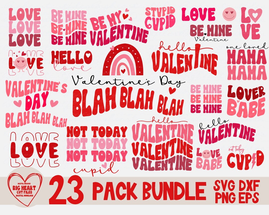 Retro Valentines Day Bundle Svg Png Dxf Eps Valentine Shirt Svg Design ...