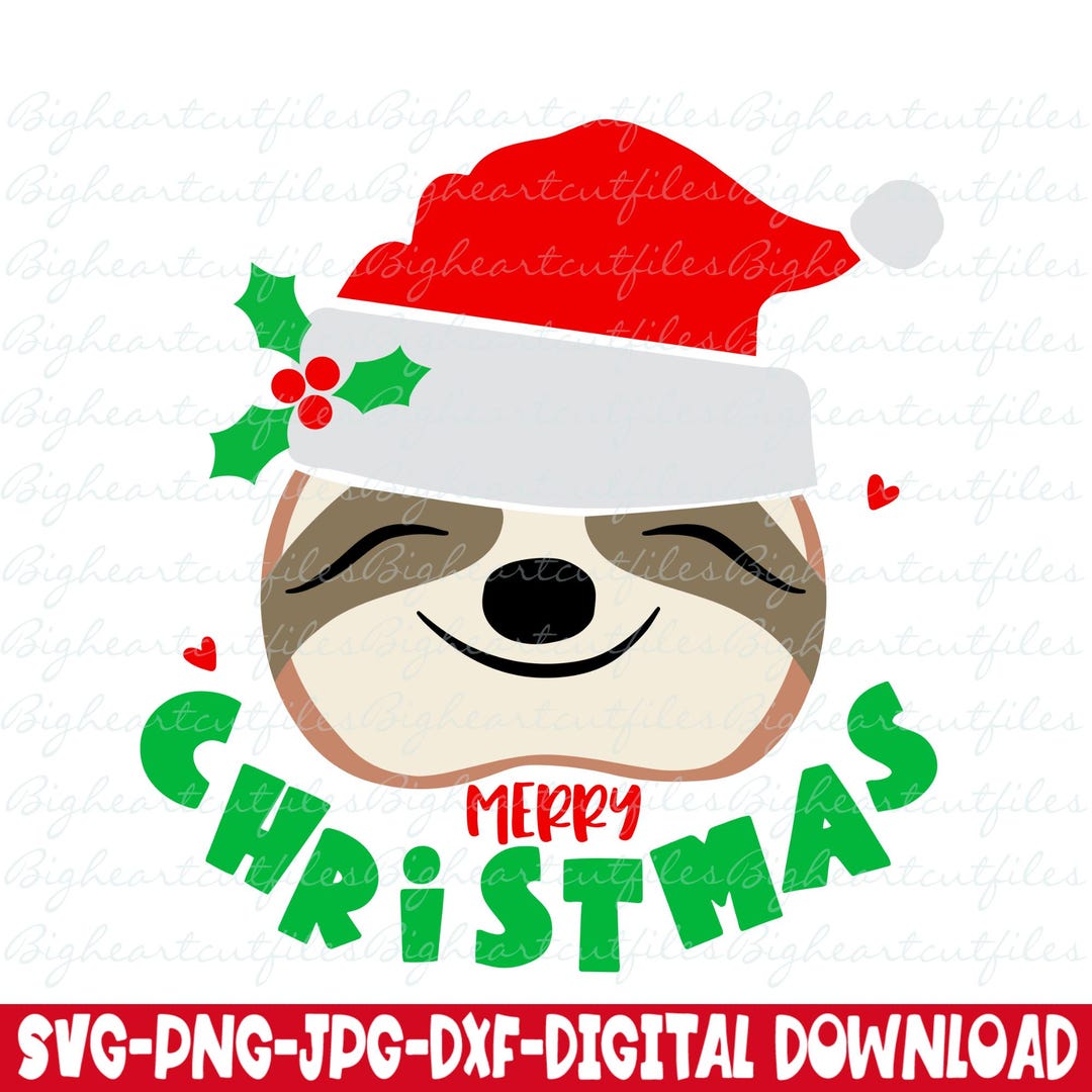 Merry Christmas Sloth Svg Png Jpg Dxf Sloth Svg Silhouette and Cricut ...