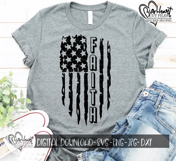 Faith Distressed American Flag Svg Png Jpg Dxf Christian | Etsy