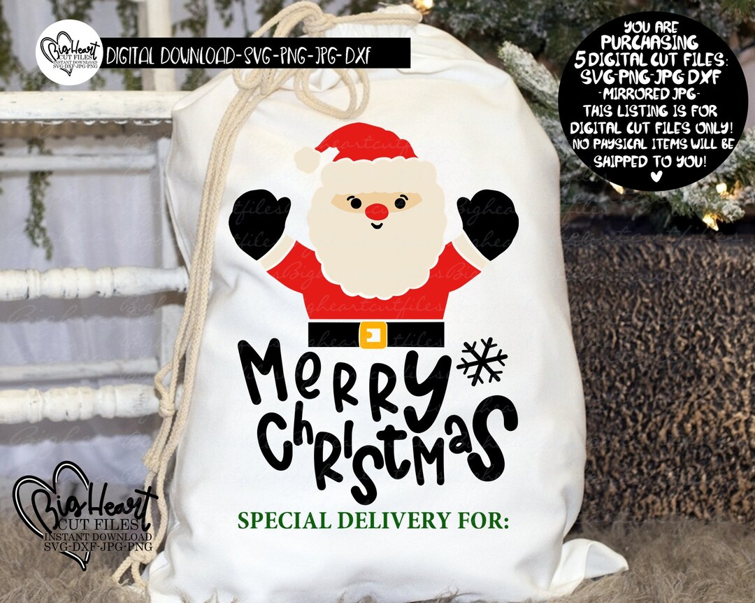 Cute Santa Sack Svg, Png, Jpg, Dxf Design, Santa Svg, Santa Bag Svg ...