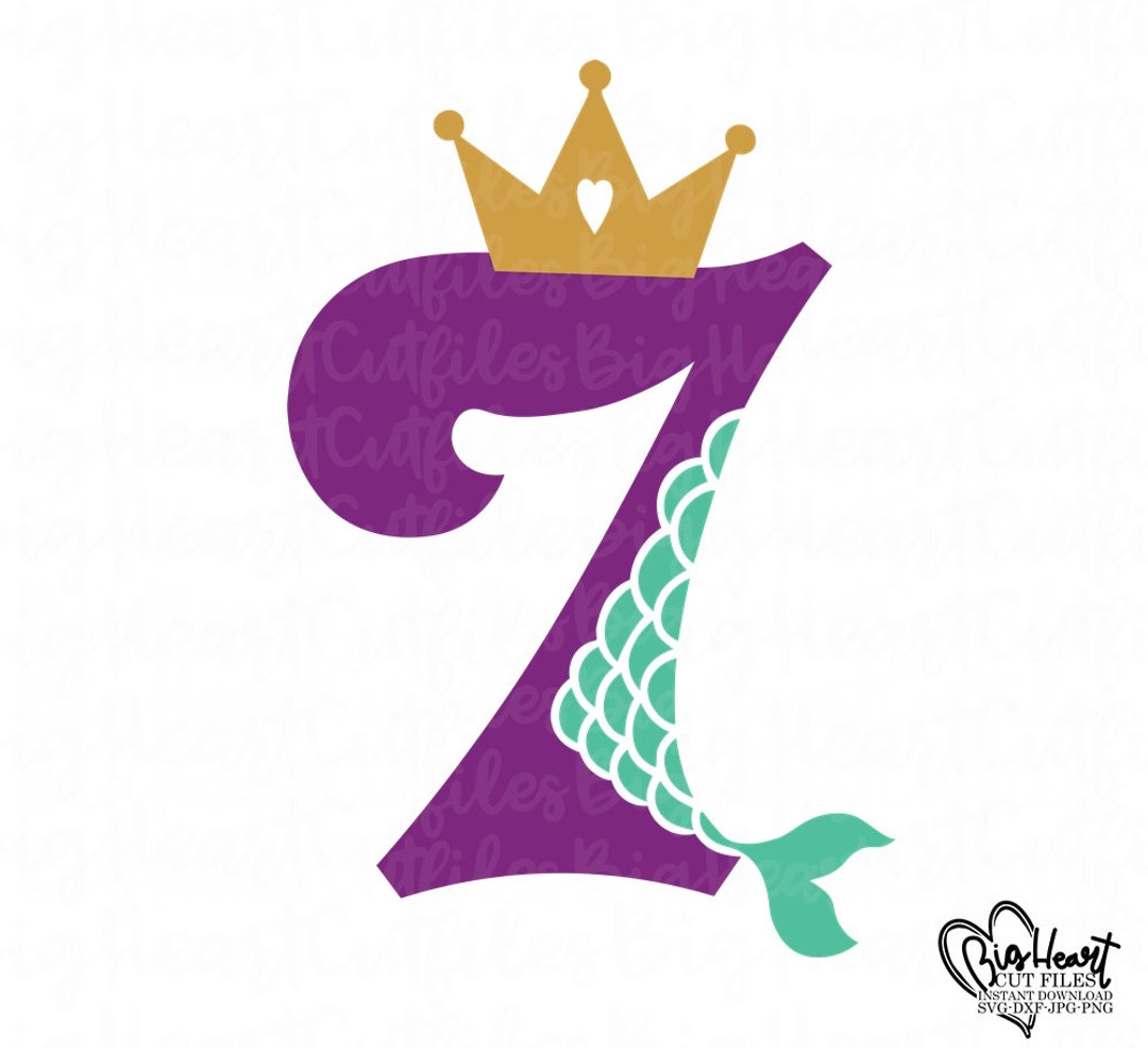 Mermaid 7th Birthday Girl Svg,png,jpg,dxf, Mermaid Svg,birthday Mermaid ...