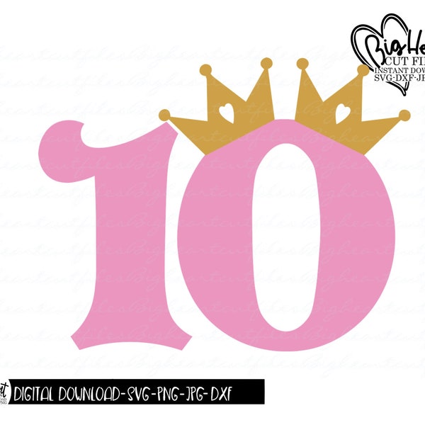 Number 10 With Crown - Etsy