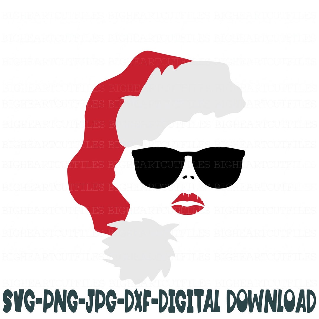 Woman Face Santa Hat Svg Png Jpg Dxf Christmas Mama Svg Silhouette and ...