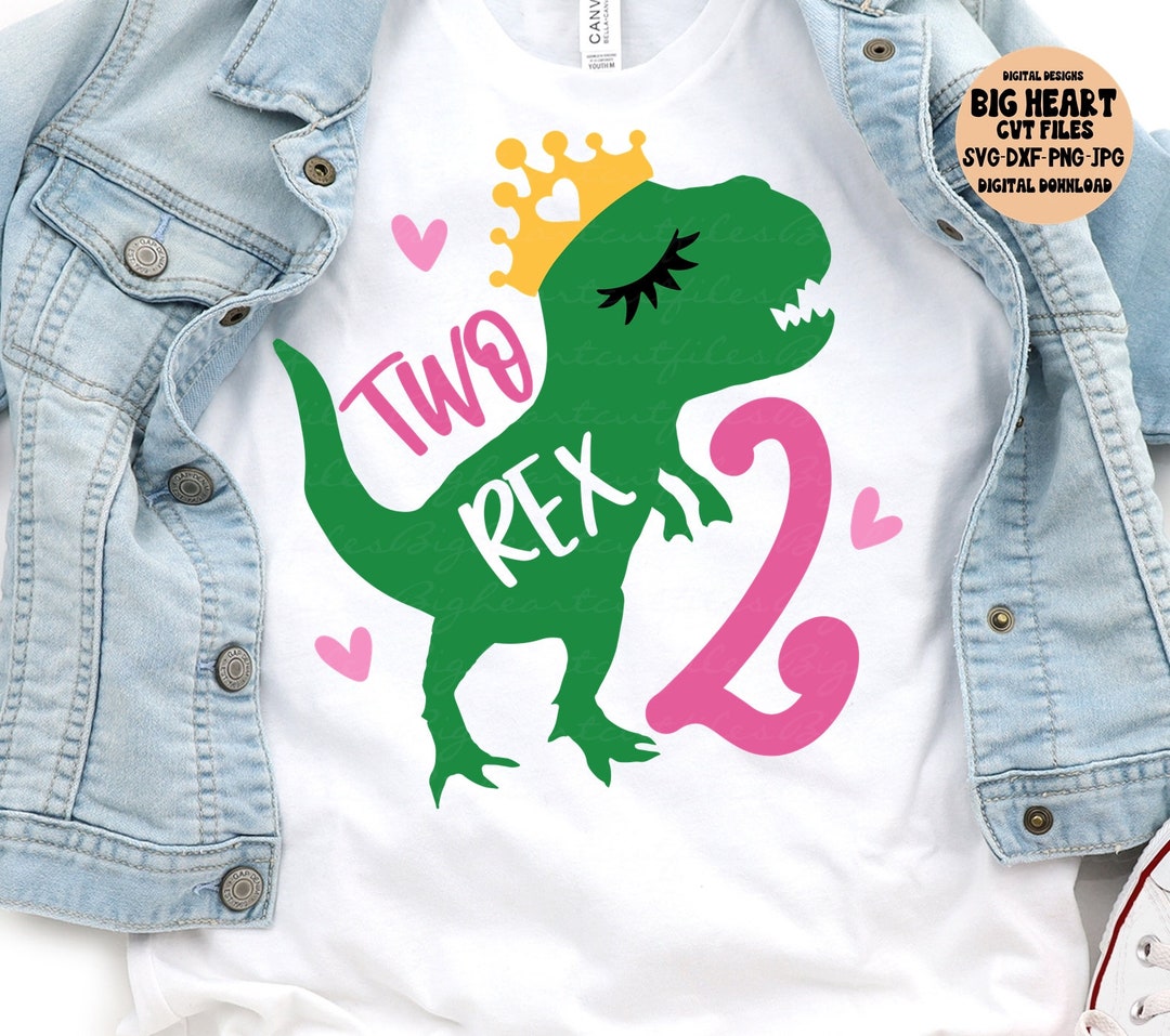 T Rex Birthday Svg Dinosaur Svg Two Rex Dinosaur Birthday - Etsy