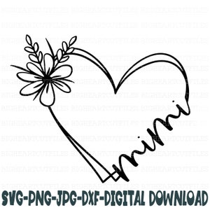 Mimi Heart Svg, Png, Jpg, Dxf, Mother's Day Svg, Mimi Svg, Mimi Cut ...