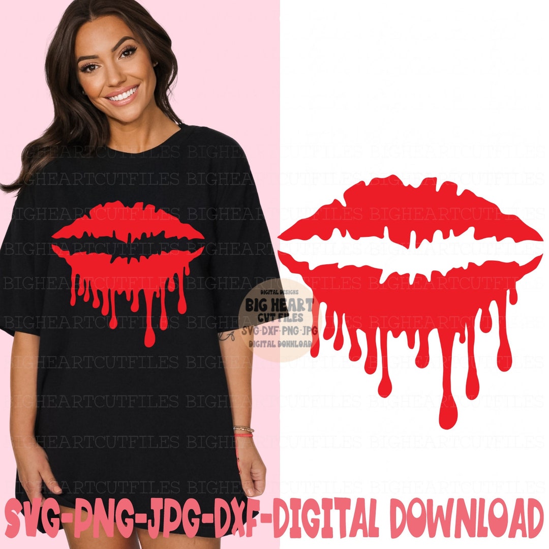 Labios goteando Svg Png Jpg Dxf Beso Svg Boca Svg Labios Rojos Silueta ...