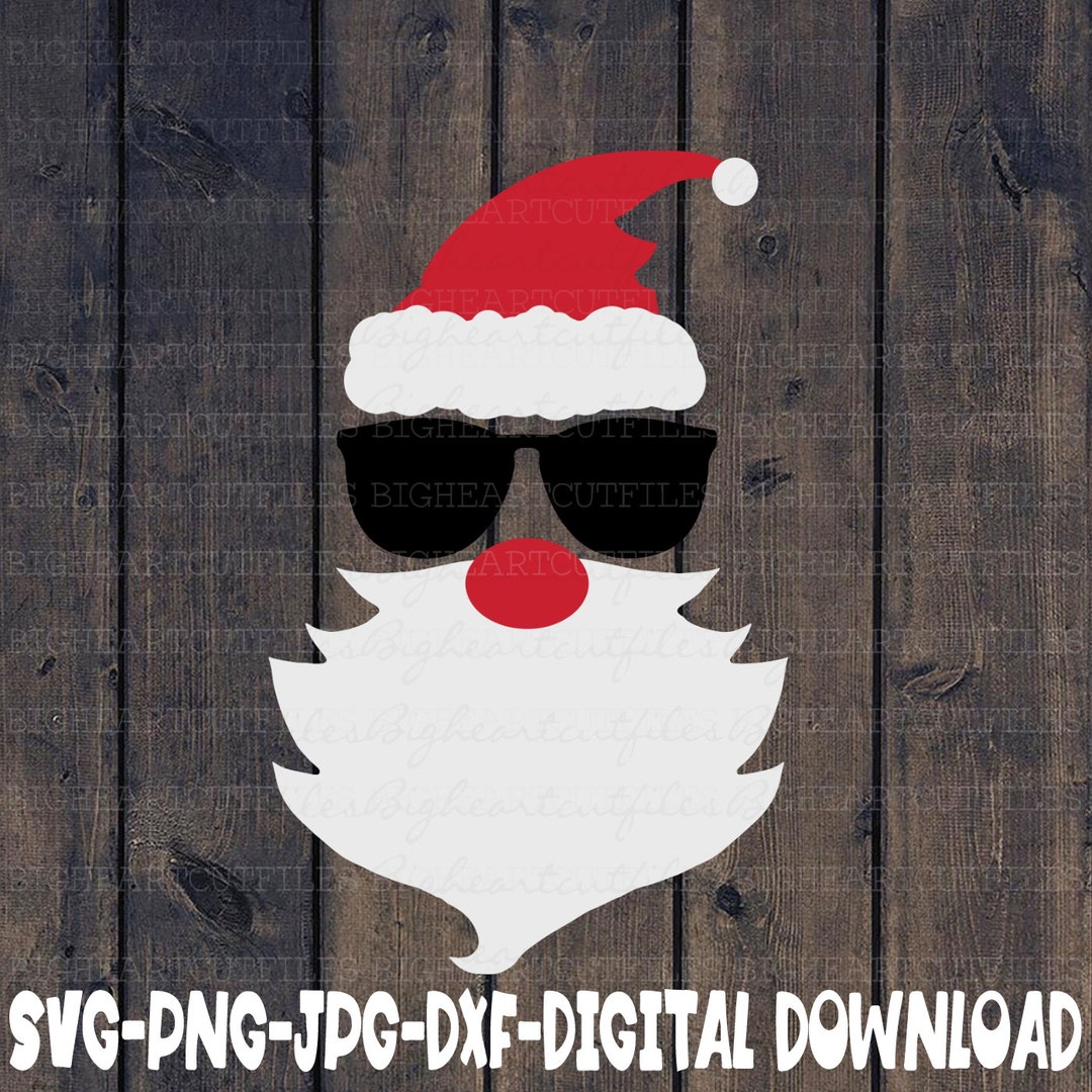 Lustige Weihnachtsmann-Svg-Png Jpg Dxf Weihnachtsmann mit Sonnenbrillen ...