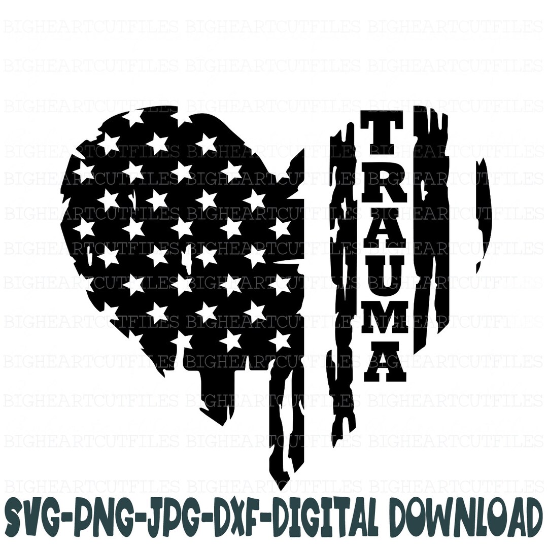 Trauma Team Flag Svg, Png, Jpg, Dxf, Emergency Nurse Flag Heart Svg ...
