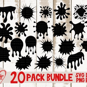 Paint Splatter Svg, Png, Dxf, Eps, Paint Splatter Svg Bundle, Ink ...