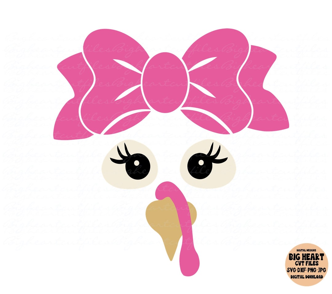 Girl Turkey Face Svg Png Jpg Dxf Thanksgiving Turkey Svg - Etsy