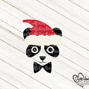 Panda Svg, Png, Jpg, Dxf, Panda With Santa Hat Svg, Christmas Panda Svg ...