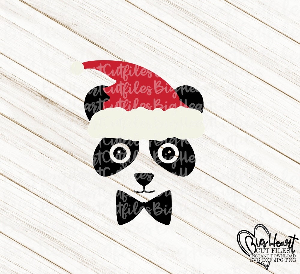 Panda Svg Png Jpg Dxf Panda With Santa Hat Svg Christmas | Etsy