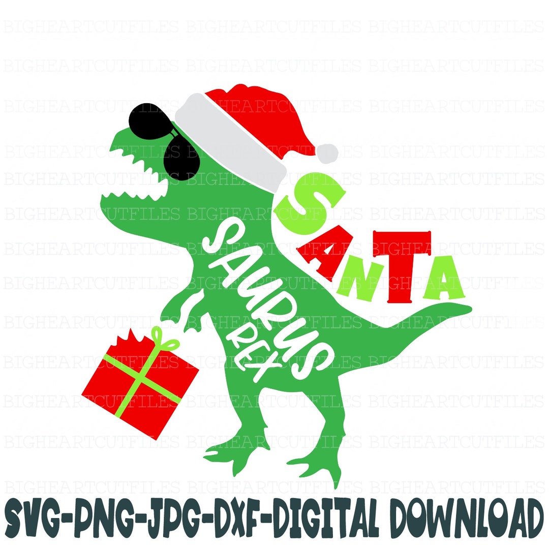 Christmas Dinosaur Png Sublimation Design Santa Saurus Rex Kids ...