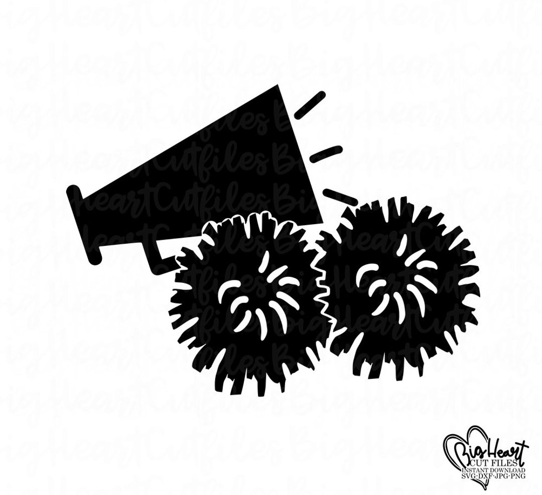 Cheer Megaphone Svg, Png, Jpg, Dxf, Pom Pom Svg, Megaphone Cut File ...