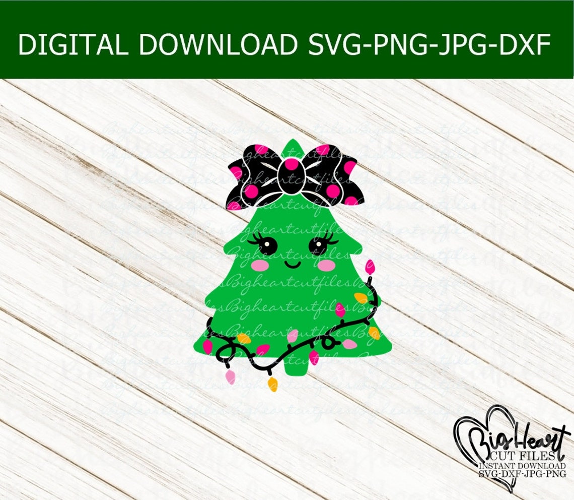 Girl Christmas Tree Svg Png Jpg Dxf Tree With Bow Svg - Etsy