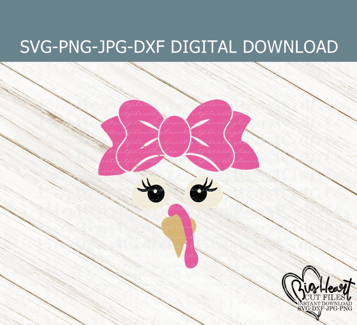 Girl Turkey Face Svg Png Jpg Dxf Thanksgiving Turkey Svg - Etsy