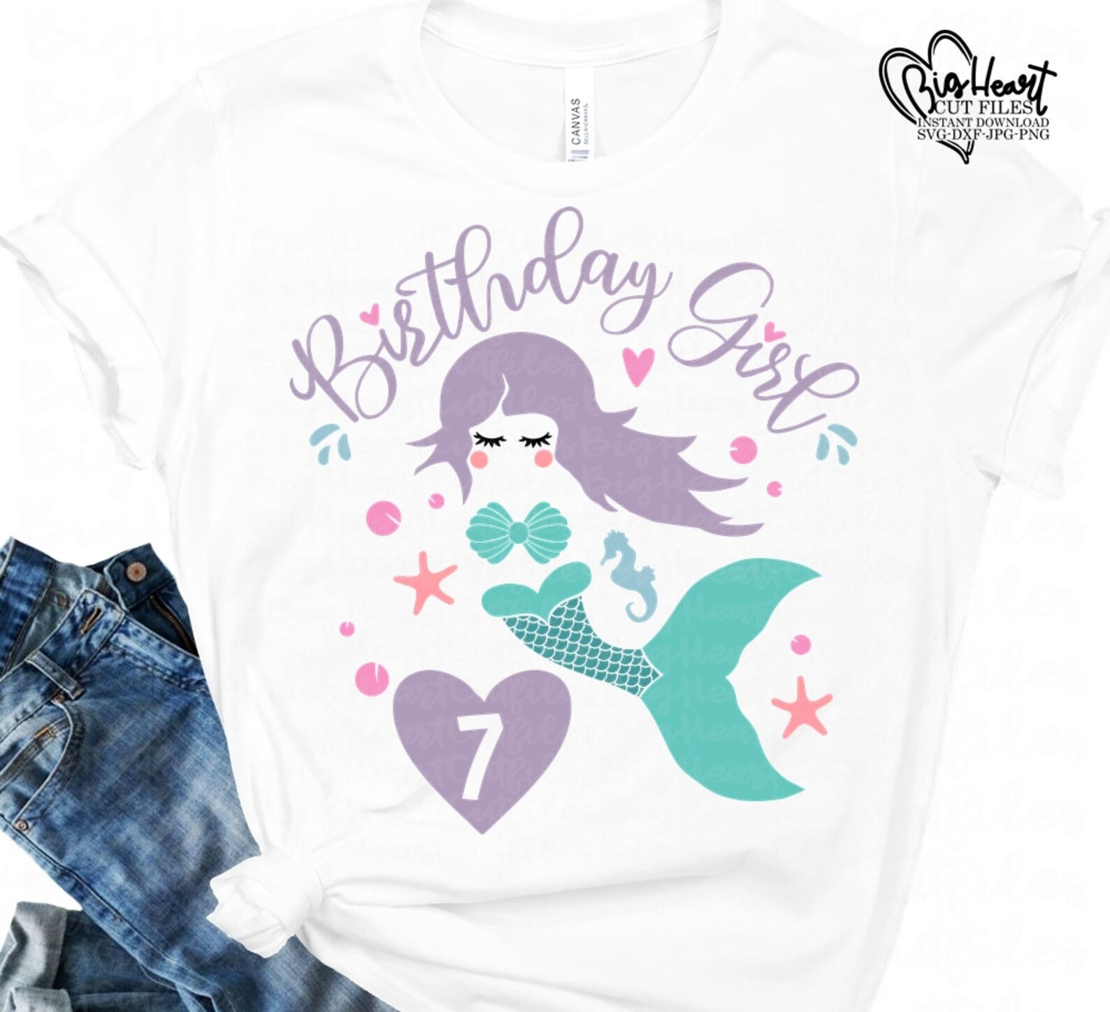 Mermaid 7th Birthday Girl Svg Png Jpg Dxf Birthday Mermaid - Etsy