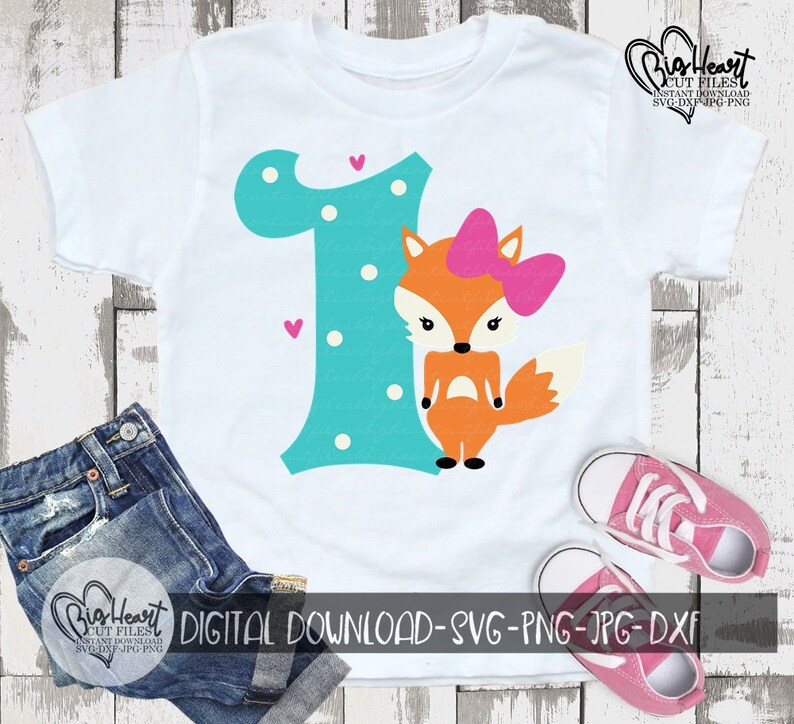 First Birthday Svg Png Jpg Dxf Cute Fox Svg 1st Birthday | Etsy