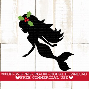 Christmas Mermaid Svg, Png, Jpg, Dxf Digital Download - Etsy