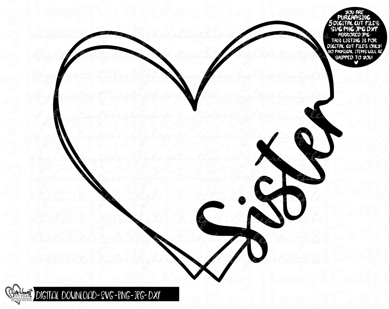 Sister Heart Svg Png Jpg Dxf Sister Cut File Sister - Etsy Australia